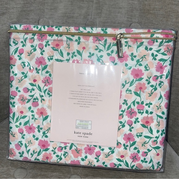 kate spade | Bedding | Kate Spade Ny Twin Sheet Set Pink Green Floral 3 ...